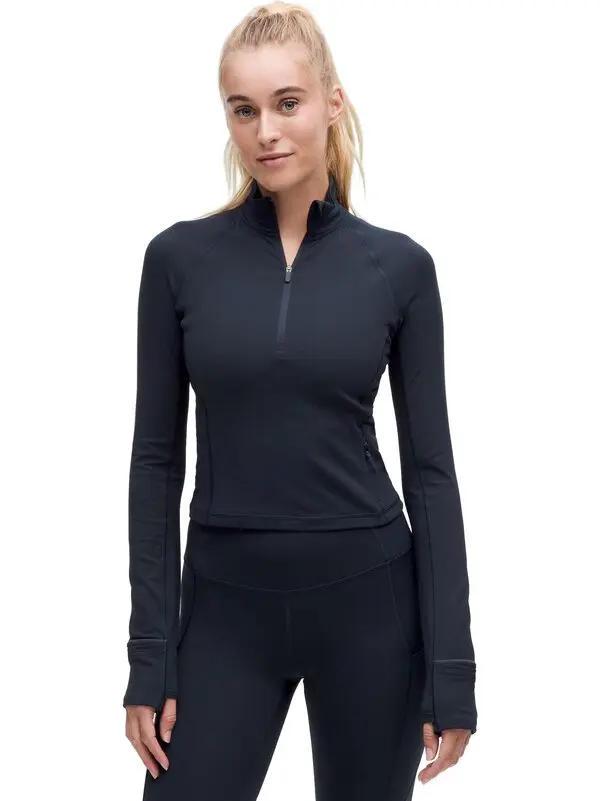 Lululemon It's Rulu Cropped Half Zip - True Navy