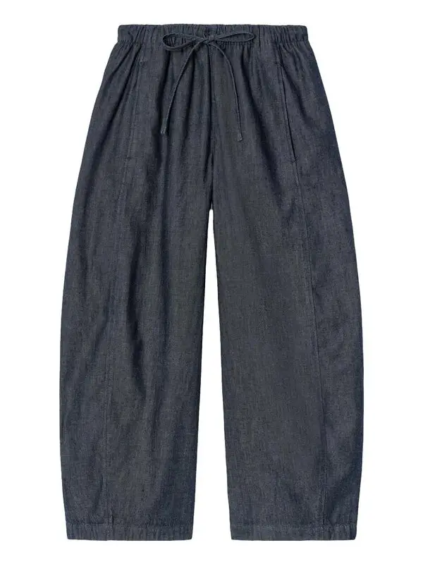 Cos Barrel-leg Denim Drawstring Pants - Dark Blue