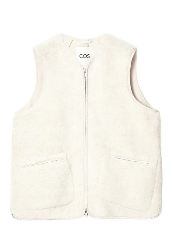 Cos Oversized Faux Shearling Vest - Beige