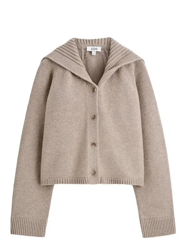 Cos Sailor-collar Wool Cardigan - Beige