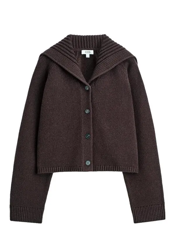 Cos Sailor-collar Wool Cardigan - Brown