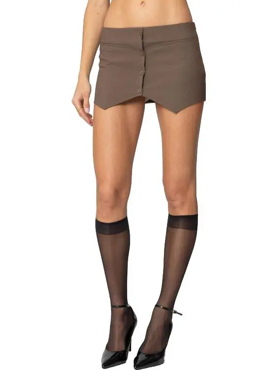 EDIKTED Ellis Buttoned Up Mini Skort - Brown