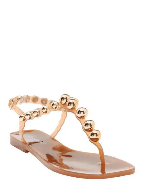 Jeffrey Campbell Plated Embellished Sandals - Caramel Gold