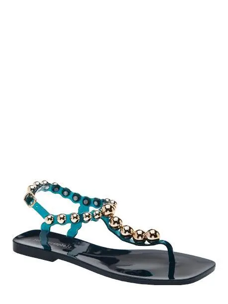 Jeffrey Campbell Plated Embellished Sandals - Teal Gold