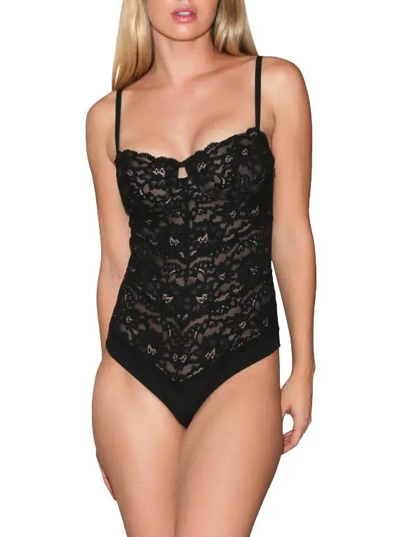 Fleur Du Mal Lace Balconette Bodysuit - Black