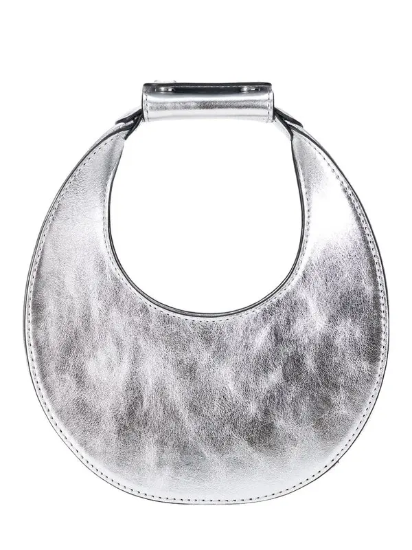 Staud Good Night Moon Leather Top Handle Bag - Silver