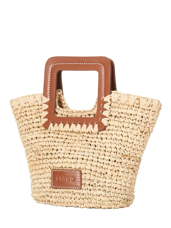 Staud Shirley Raffia Mini Bucket Bag - Natural/tan