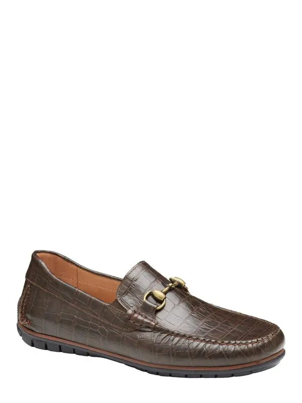 Johnston & Murphy Cort 2.0 Bit Loafer - Dark Brown Croc Embossed