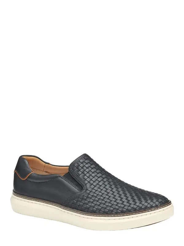 Johnston & Murphy Woven Slip-on Sneaker - Black Woven Full Grain