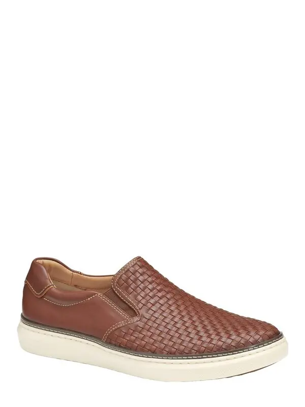Johnston & Murphy Woven Slip-on Sneaker - Tan Woven Full Grain
