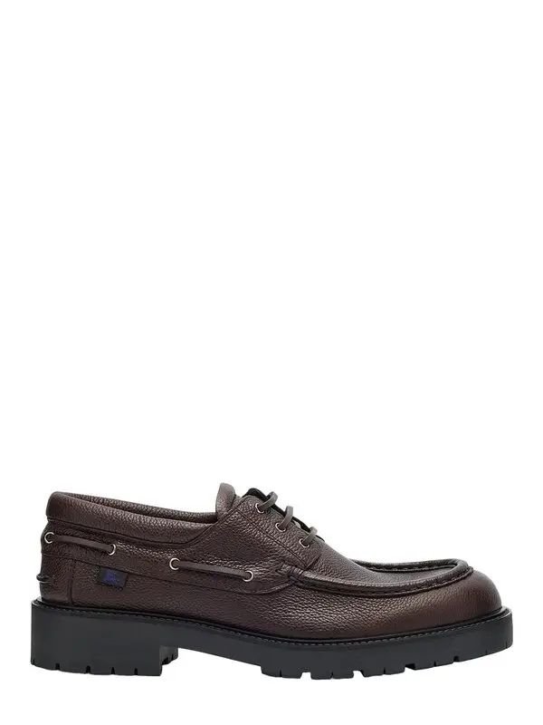 Burberry Grained Leather Boat Shoes - Log