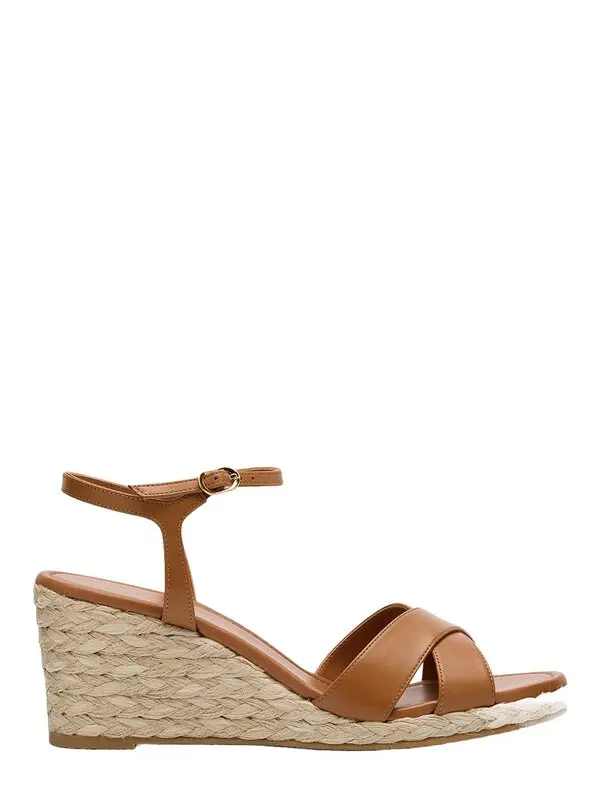 STUART WEITZMAN Dayna Leather Espadrille Sandals - Brown