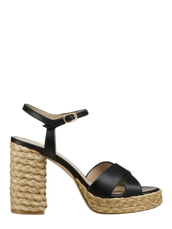 STUART WEITZMAN Dayna Leather Platform Sandals - Black/natural