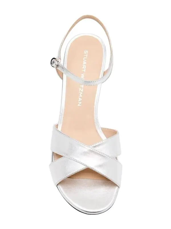 STUART WEITZMAN Dayna Metallic Wedge Sandals - Silver
