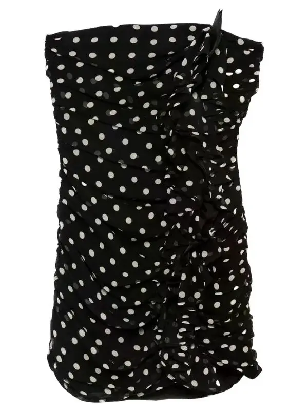 Nina Ricci Strapless Polka-dot Mini Dress - Black