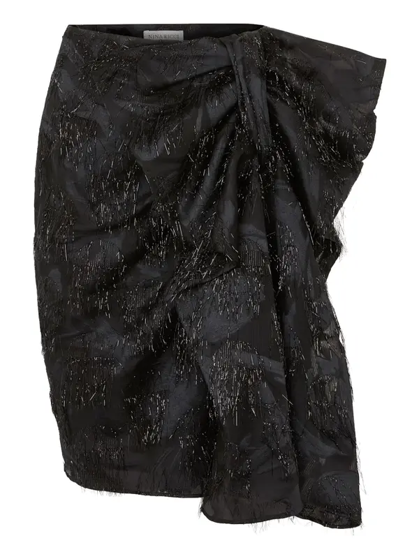 Nina Ricci Asymmetric Bow Jacquard Skirt - Black