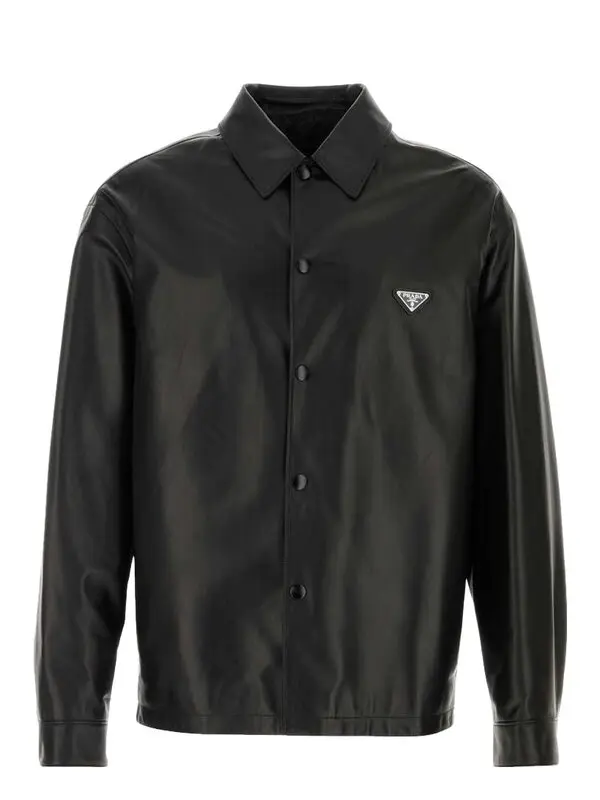 Prada Leather Shirt Jacket - Black