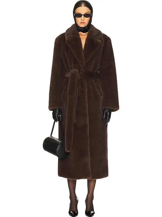 LAMARQUE Darelle Faux Fur Maxi Coat - Walnut