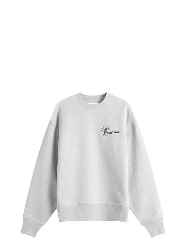 CAFÉ MOUNTAIN Embroidered Script Crewneck Sweatshirt - Grey