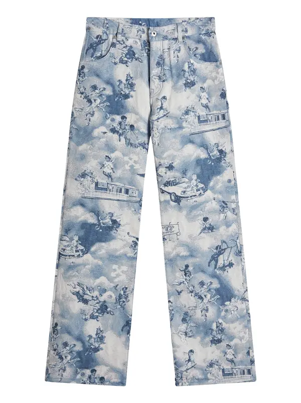 Off-White Fresco Tapestry Wide Leg Jeans - Serenity