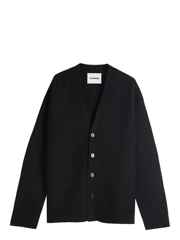 JIL SANDER Boiled Wool Cardigan - Black