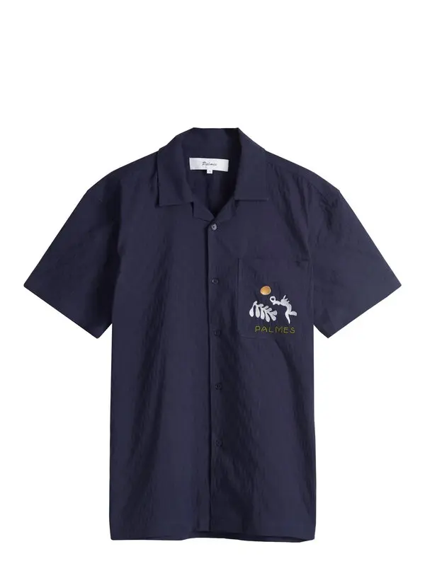 PALMES Garden Short Sleeve Shirt - Dark Blue