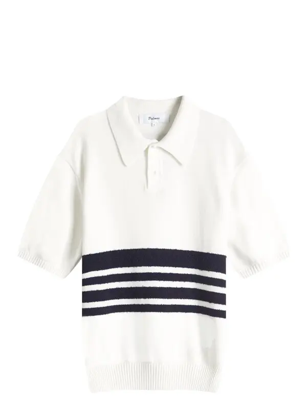 PALMES Panel Knit Polo Shirt - Off-white
