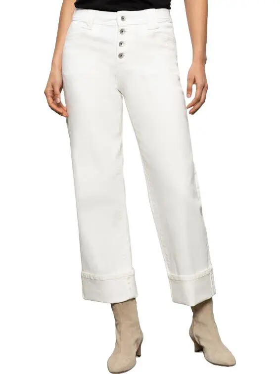 Sanctuary Luna Button Fly High Waist Straight Leg Jeans - Bleached White