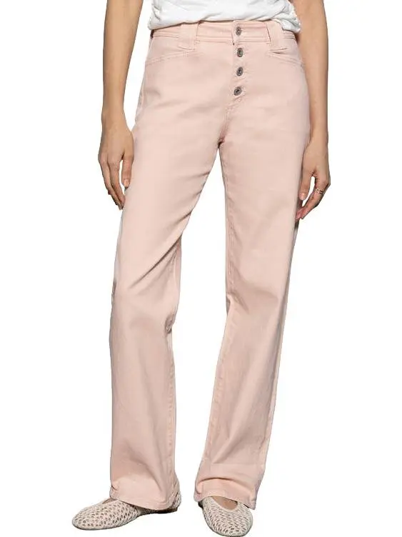 Sanctuary Luna Button Fly High Waist Straight Leg Jeans - Earth Pink