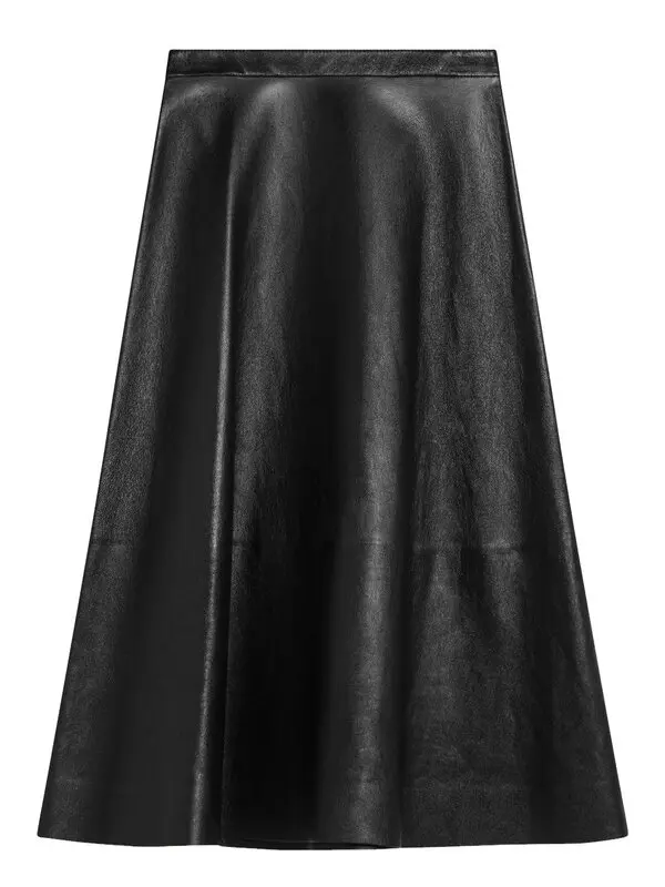 Balenciaga Flared Leather Skirt - Black
