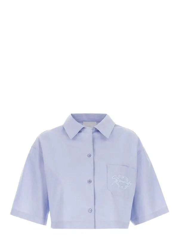 Givenchy Logo Embroidery Shirt - Light Blue