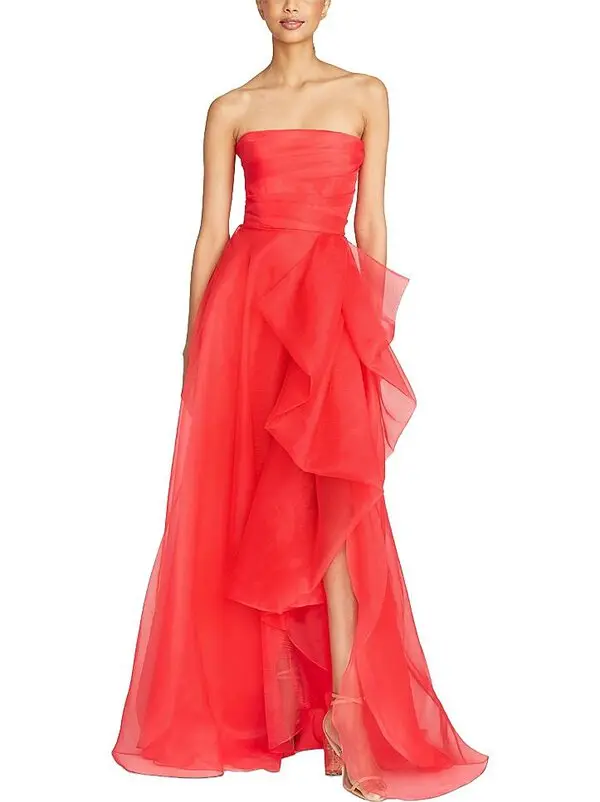 Theia Teresa Draped Gown - Begonia