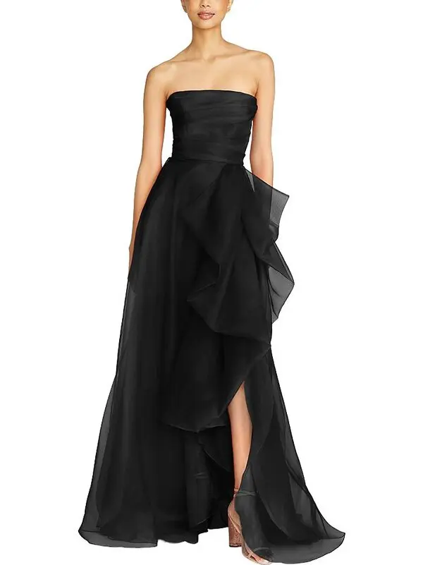 Theia Teresa Draped Gown - Black