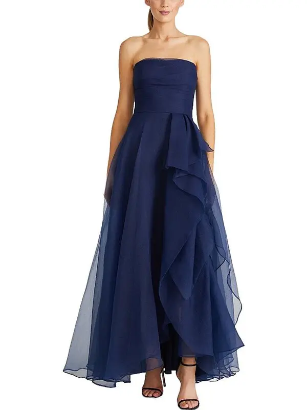 Theia Teresa Draped Gown - Navy
