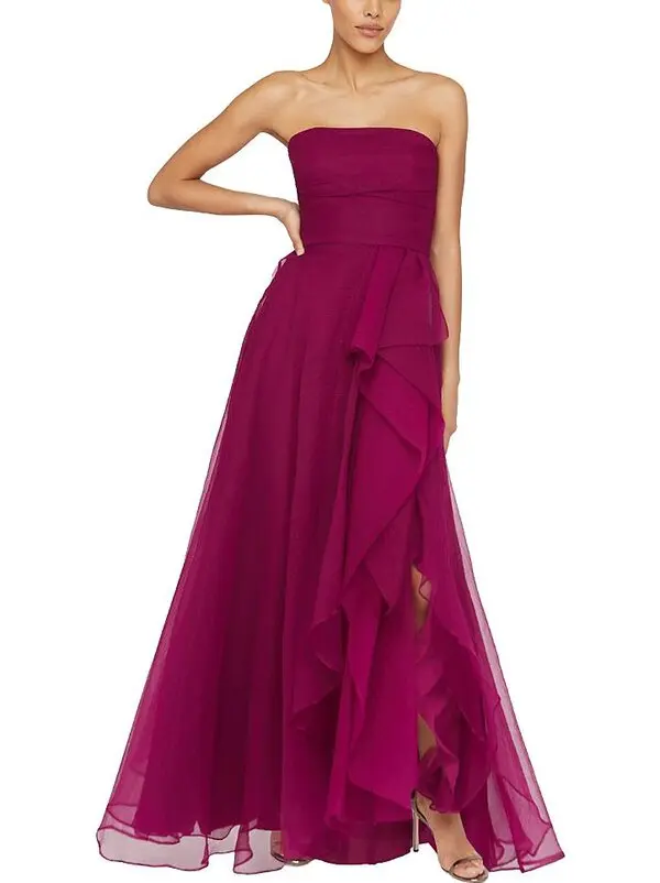 Theia Teresa Draped Gown - Oxblood