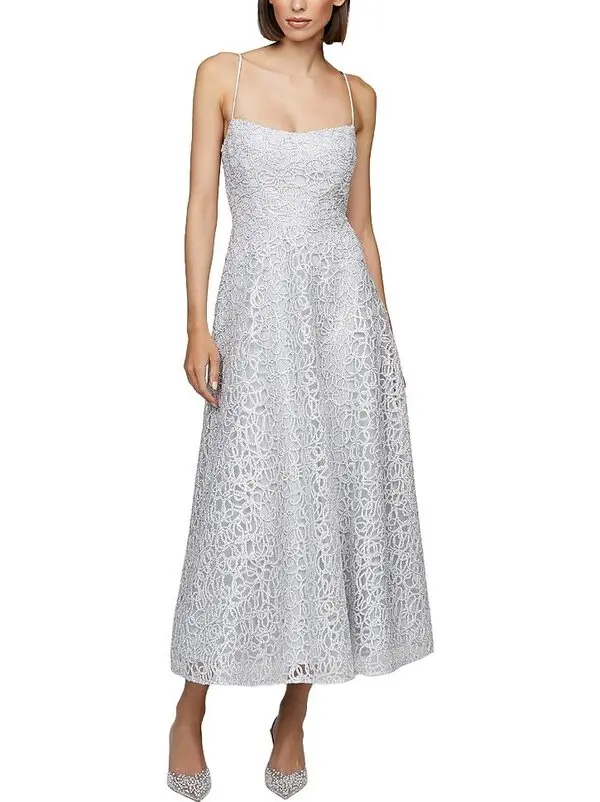 Theia Embroidered Tulle Dress - French Silver