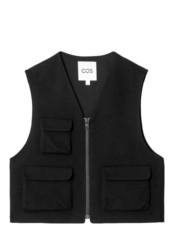 Cos Wool-blend Utility Vest - Black