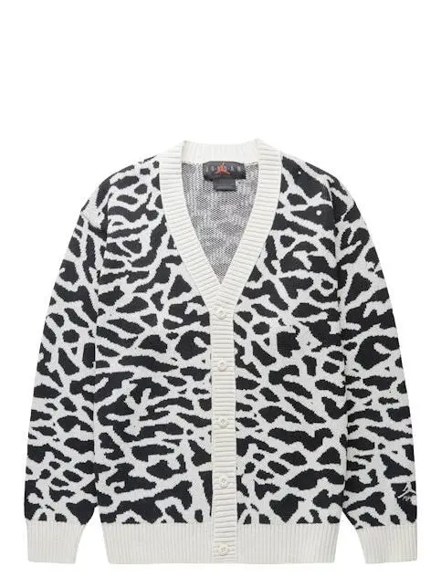 JORDAN Flight Heritage Cardigan Sweater - White/black