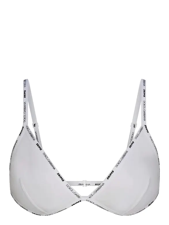 SKIMS X Dolce&gabbana Cotton Jersey Triangle Bralette - Snow