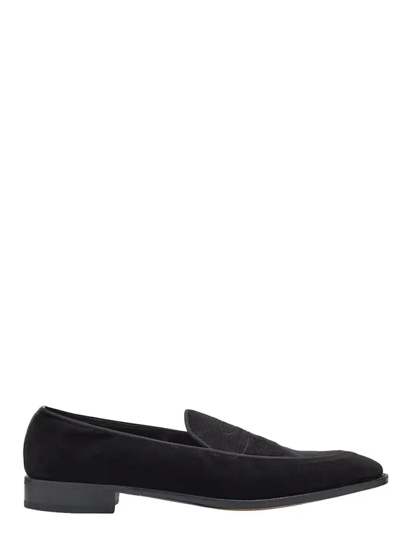 John Lobb Bill Velvet Penny Loafers - Black