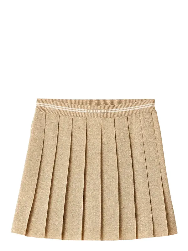 Miu Miu Metallic Pleated Mini Skirt - Oro