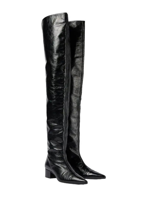 Khaite Andee Leather Over-the-knee Boots - Black