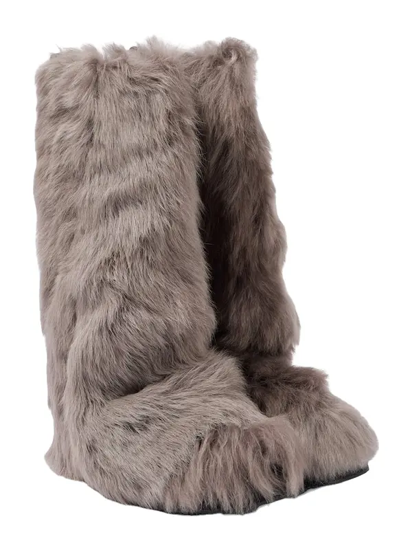 Attico Robin Knee-high Shearling Boots - Grey