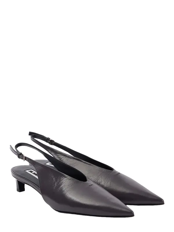 JIL SANDER Leather Slingback Pumps - Grey