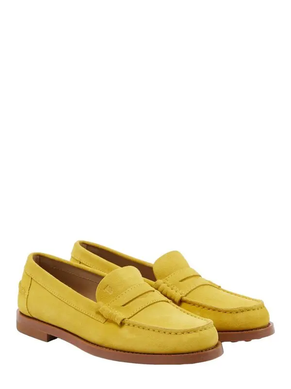 TOD'S Suede Penny Loafers - Yellow