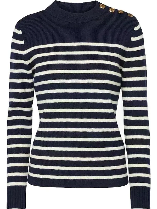 Chloé Striped Wool And Cashmere Sweater - Blue