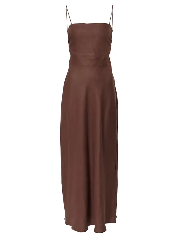 Faithfull The Brand Linen Maxi Dress - Brown