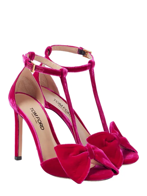 TOM FORD Brigitte Bow-detail Velvet Sandals - Pink