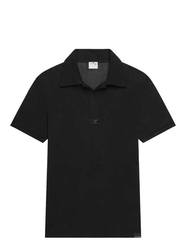 COURREGES Mesh Polo Shirt - Black