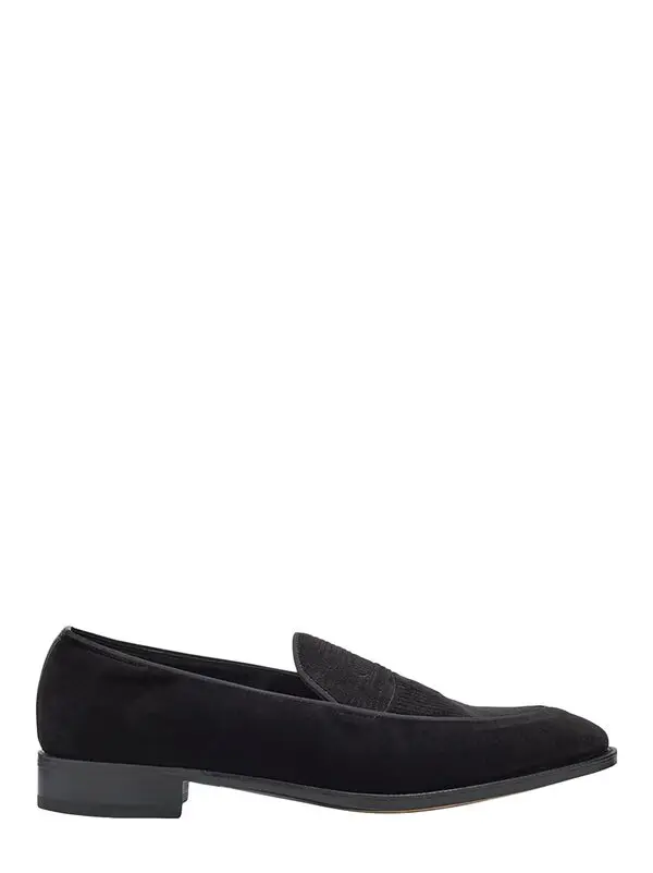 John Lobb Bill Velvet Penny Loafers - Black